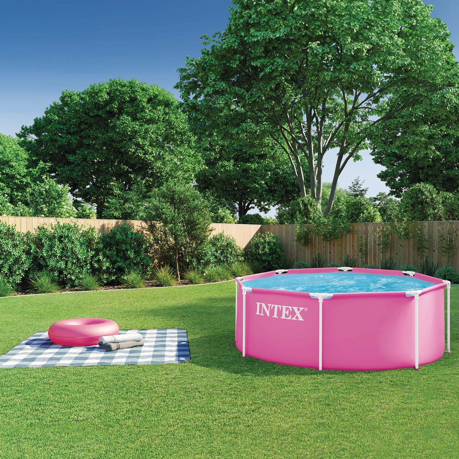 INTEX 28290EP 8Ft X 30In Pink Metal Frame Above Ground Swimming Pool(8 ...