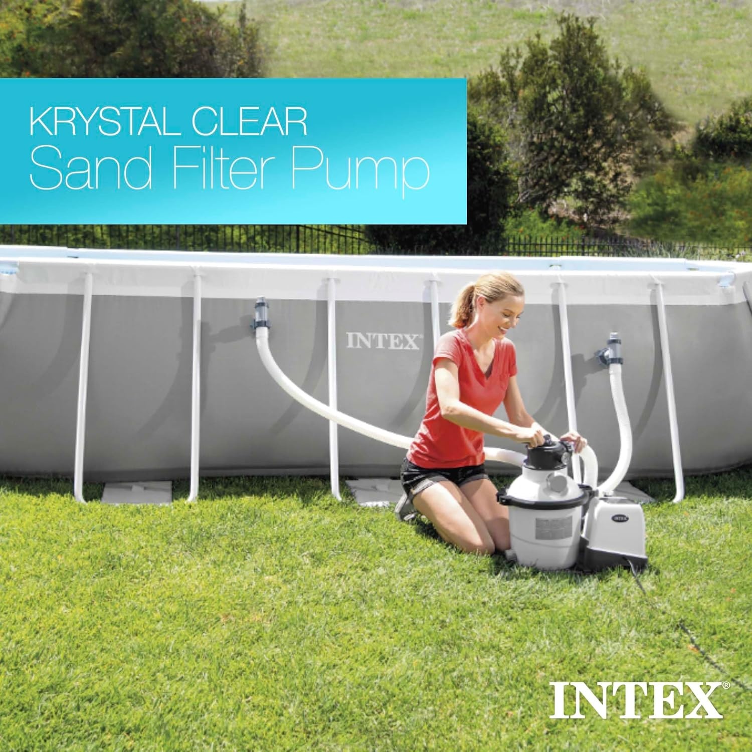 Intex 2100 GPH Above Ground Pool Sand Filter Pump w/Automatic Pool ...