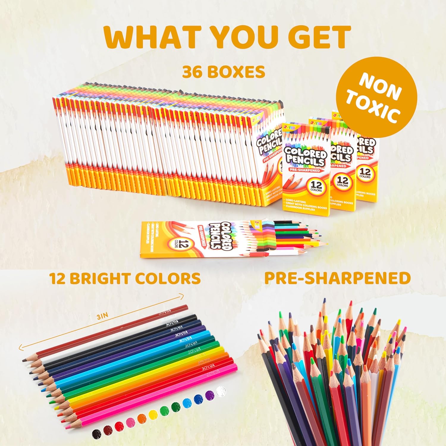 JOYIN 432 Count Colored Pencils Bulk, Pre-sharpened Colored Pencils for ...