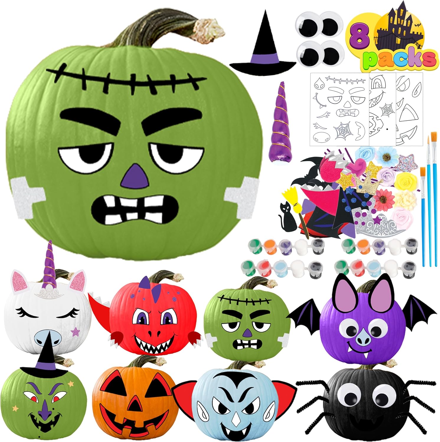Klever Kits Halloween Pumpkin Decorating Kit, Halloween Arts and Craft ...