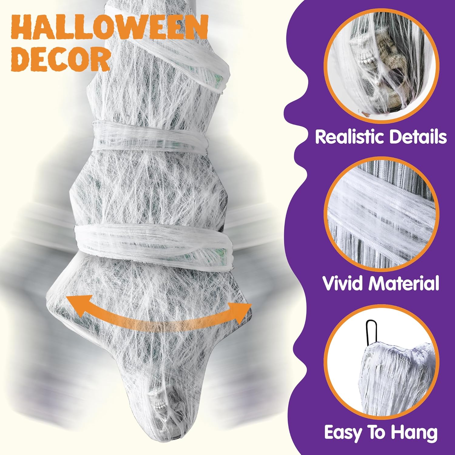 JOYIN 72″ Halloween Hanging Cocoon Corpse for Halloween Decorations ...
