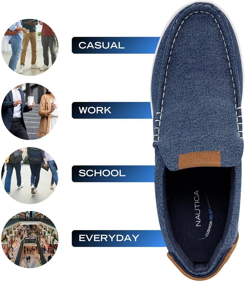 Nautica Men’s Slip-On Loafers Casual Moc Toe Sneakers Boat Shoes ...