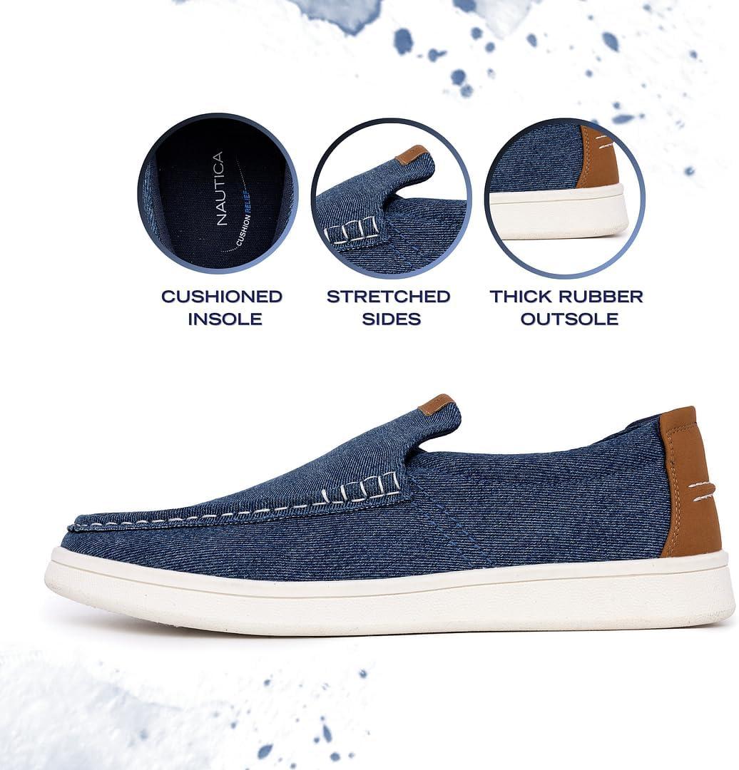 Nautica Men’s Slip-On Loafers Casual Moc Toe Sneakers Boat Shoes ...