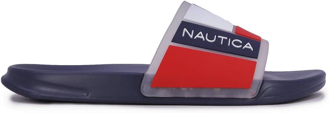 Nautica Men’s Slip-On Slide Sandals(Bower Clear-red White Blue ...