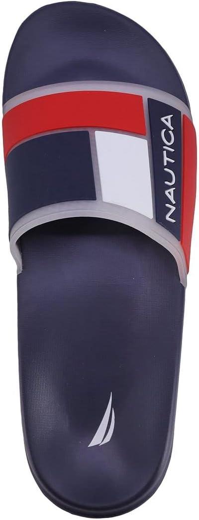 Nautica Men’s Slip-On Slide Sandals(Bower Clear-red White Blue ...