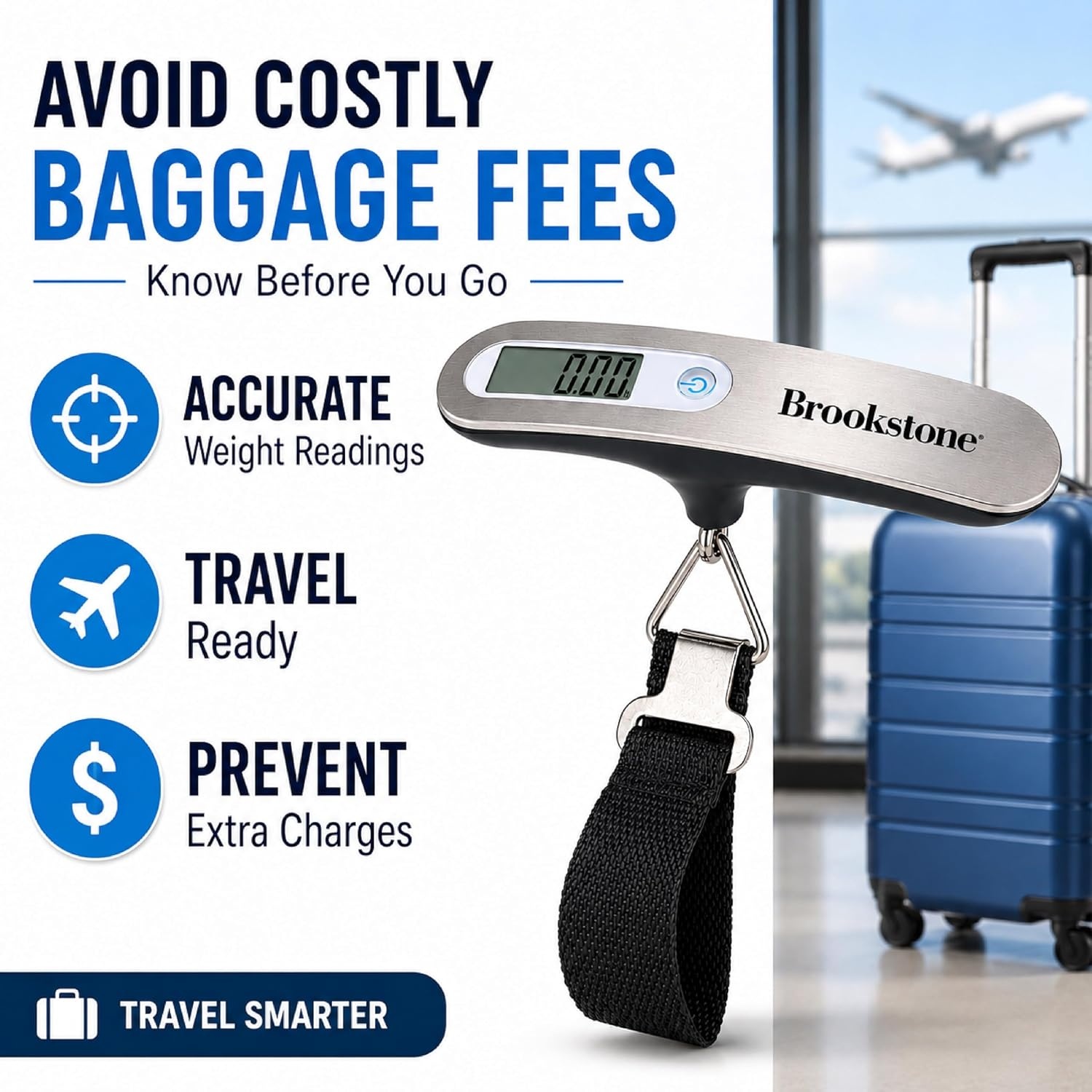 Brookstone Digital Luggage Scale – Compact Handy Luggage Weight Scale ...